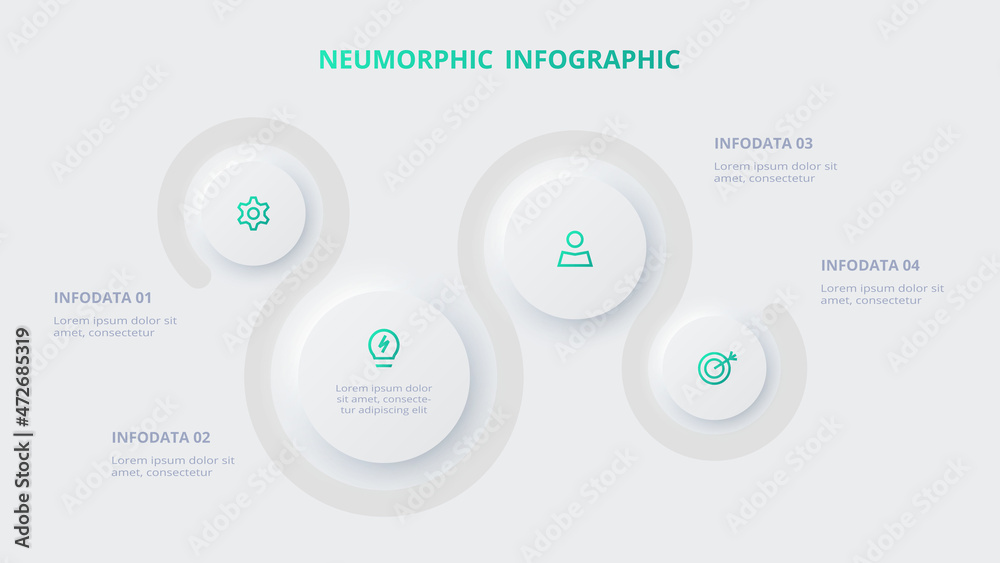 Neumorphic flow chart infographic. Creative concept for infographic ...