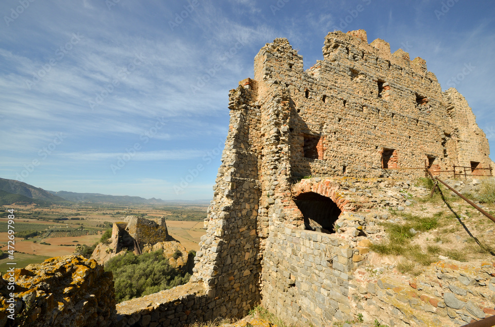 Le antiche rovine del castello di Acquafredda a Siliqua, Sardegna Stock ...