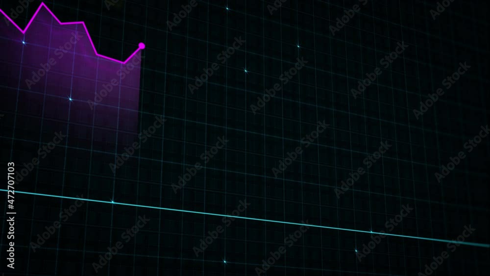 Linear chart of digital income made in tech style with high tech grid ...