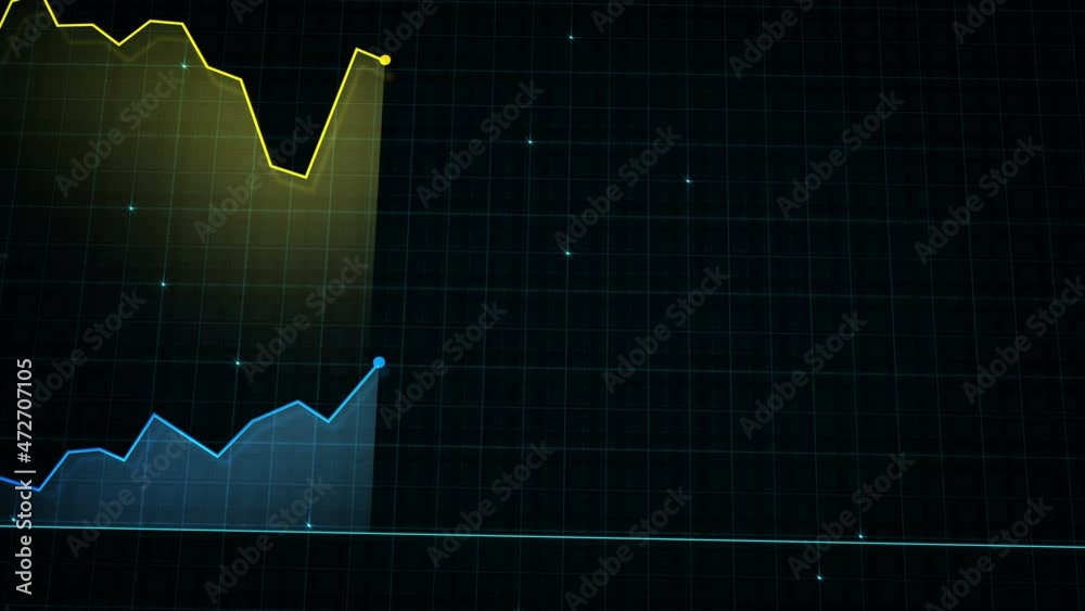 Linear chart of digital income made in tech style with high tech grid ...