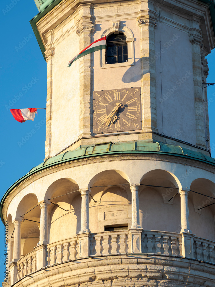 Firewatch Tower (Tueztorony), the landmark of Sopron at main square ...