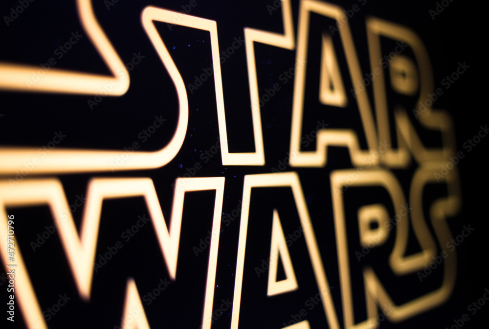 Star Wars logo on the screen. Stock Photo | Adobe Stock