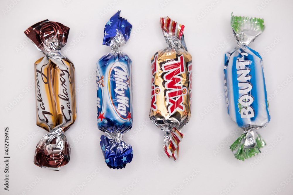 Norwich, Norfolk, UK – December 2021. A fun size Galaxy, Milky Way ...