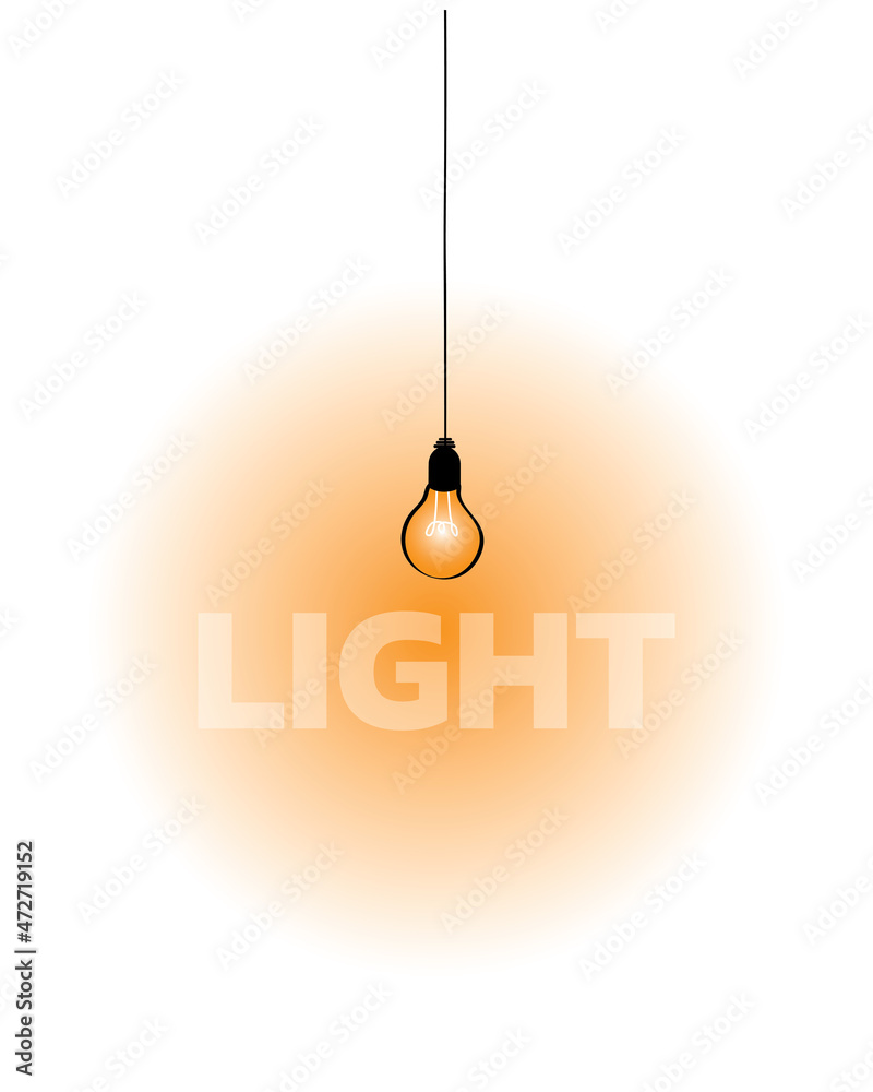 Light bulb illustration, vector. Light concept. Cartoon illustration ...