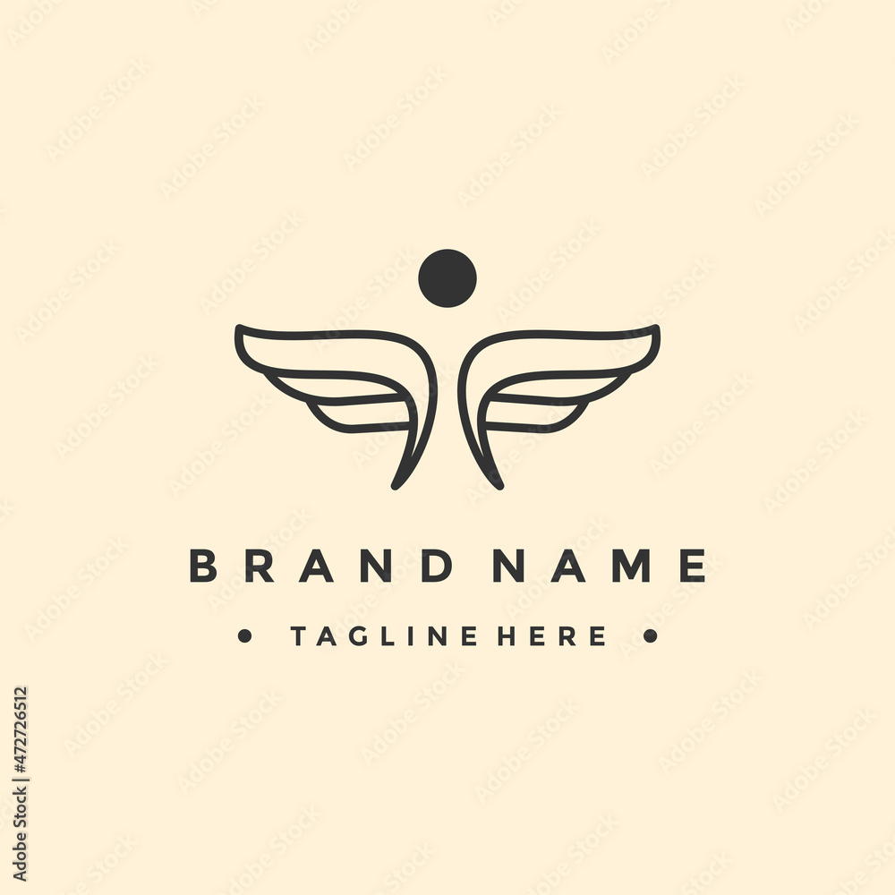 Angel wings. Abstract flying man logo design. Bird wings vector ...