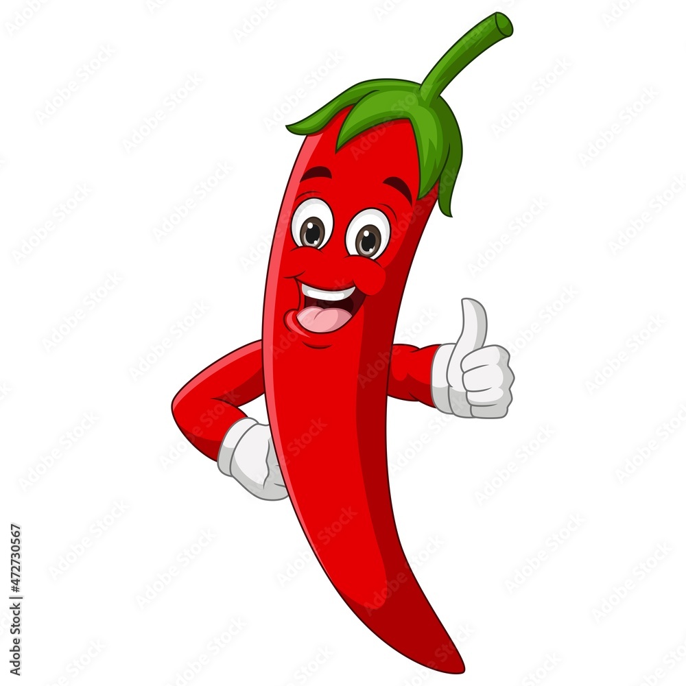 Cartoon chili pepper giving thumbs up Stock Vector | Adobe Stock