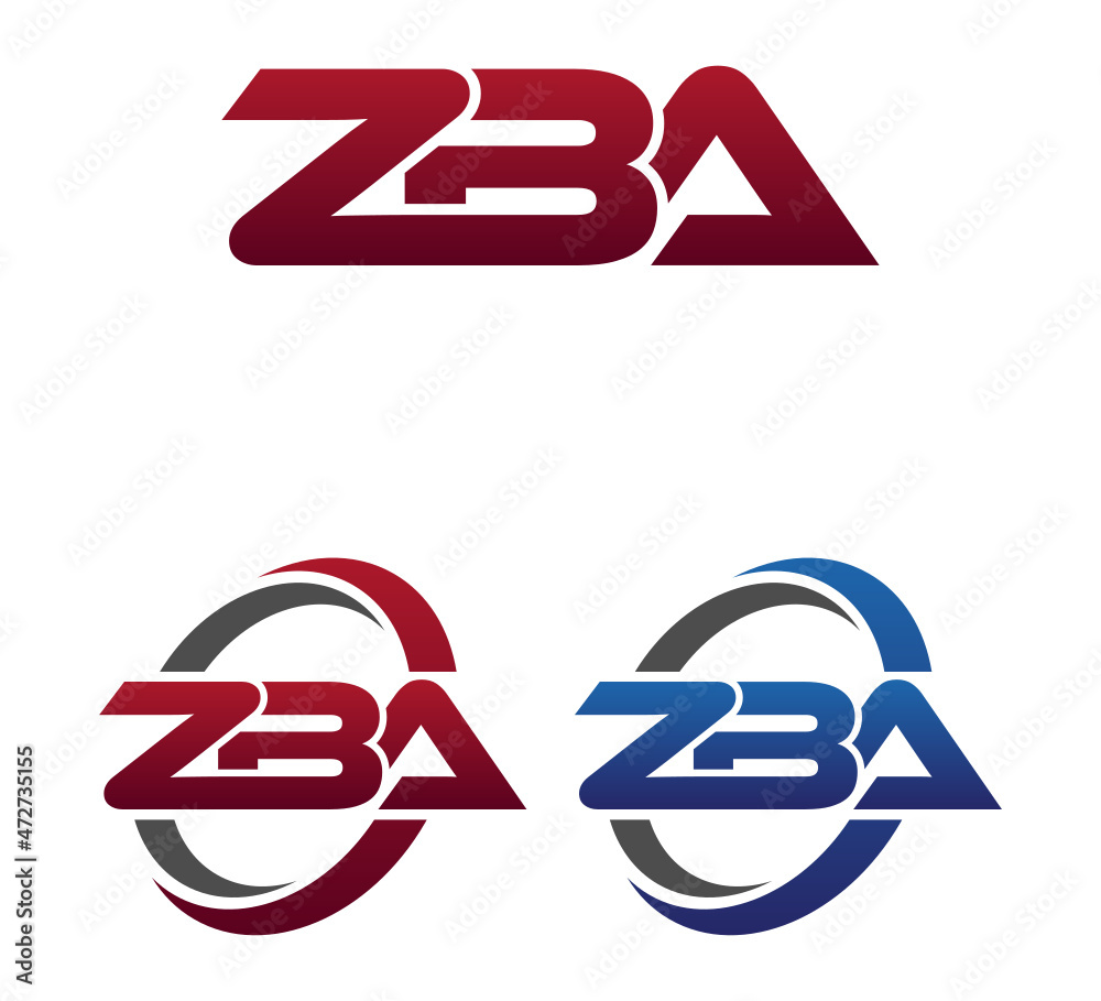 Modern 3 Letters Initial logo Vector Swoosh Red Blue ZBA Stock Vector ...