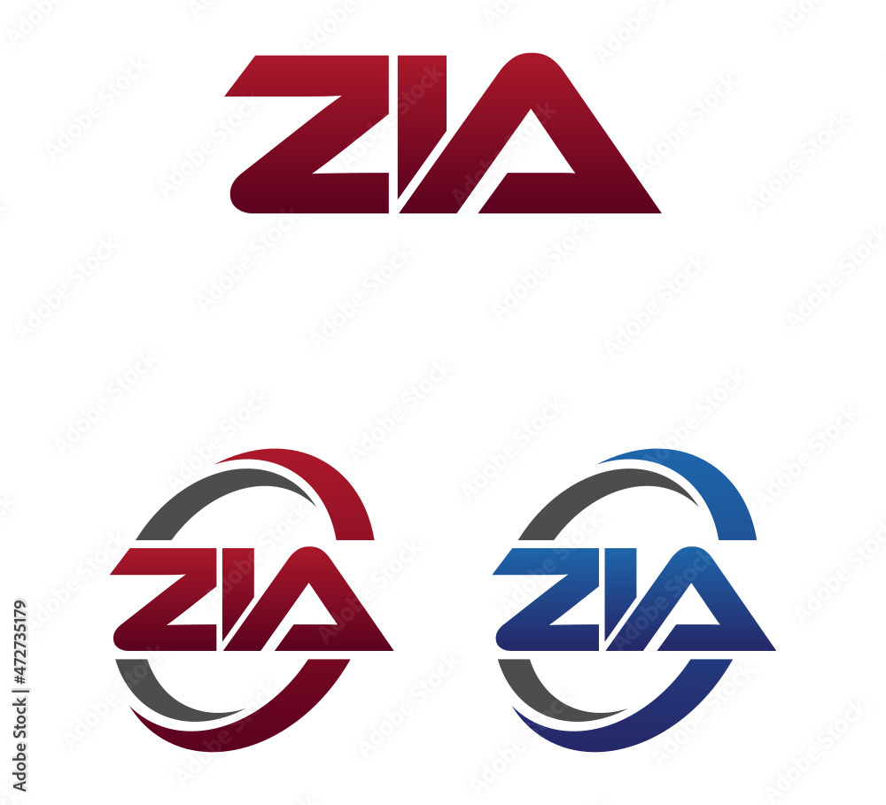 Modern 3 Letters Initial logo Vector Swoosh Red Blue ZIA Stock Vector ...