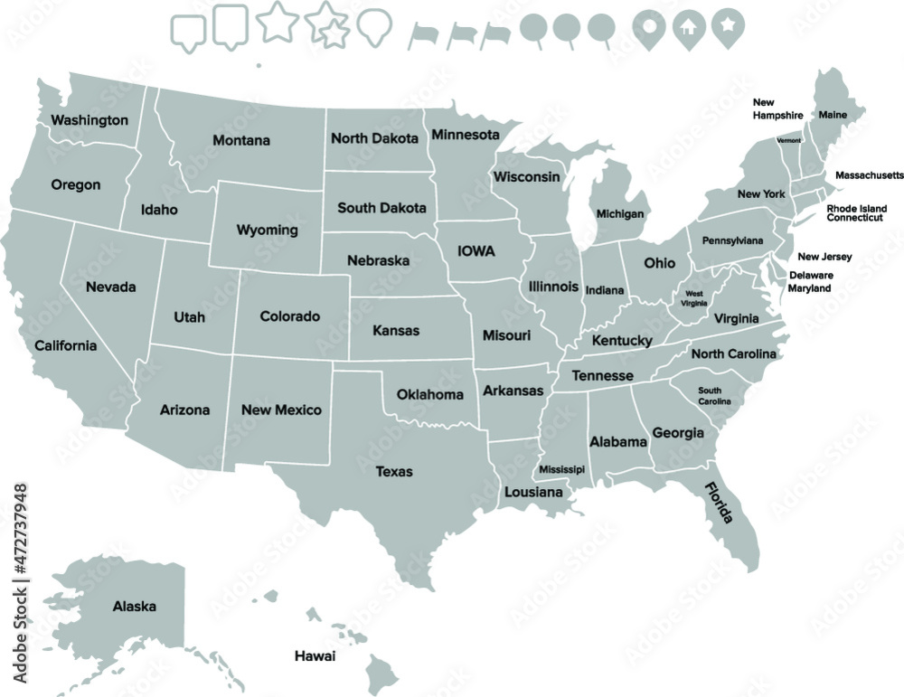 America Map Isolated Stock Vector | Adobe Stock