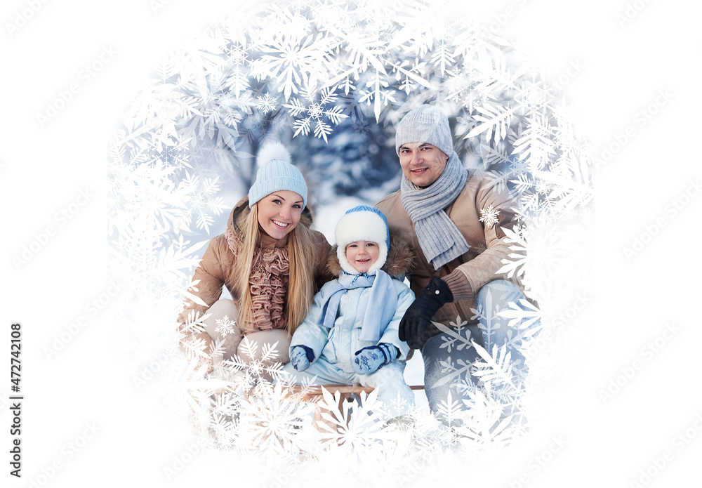 Christmas Winter Family Photo Card Layout Stock Template | Adobe Stock