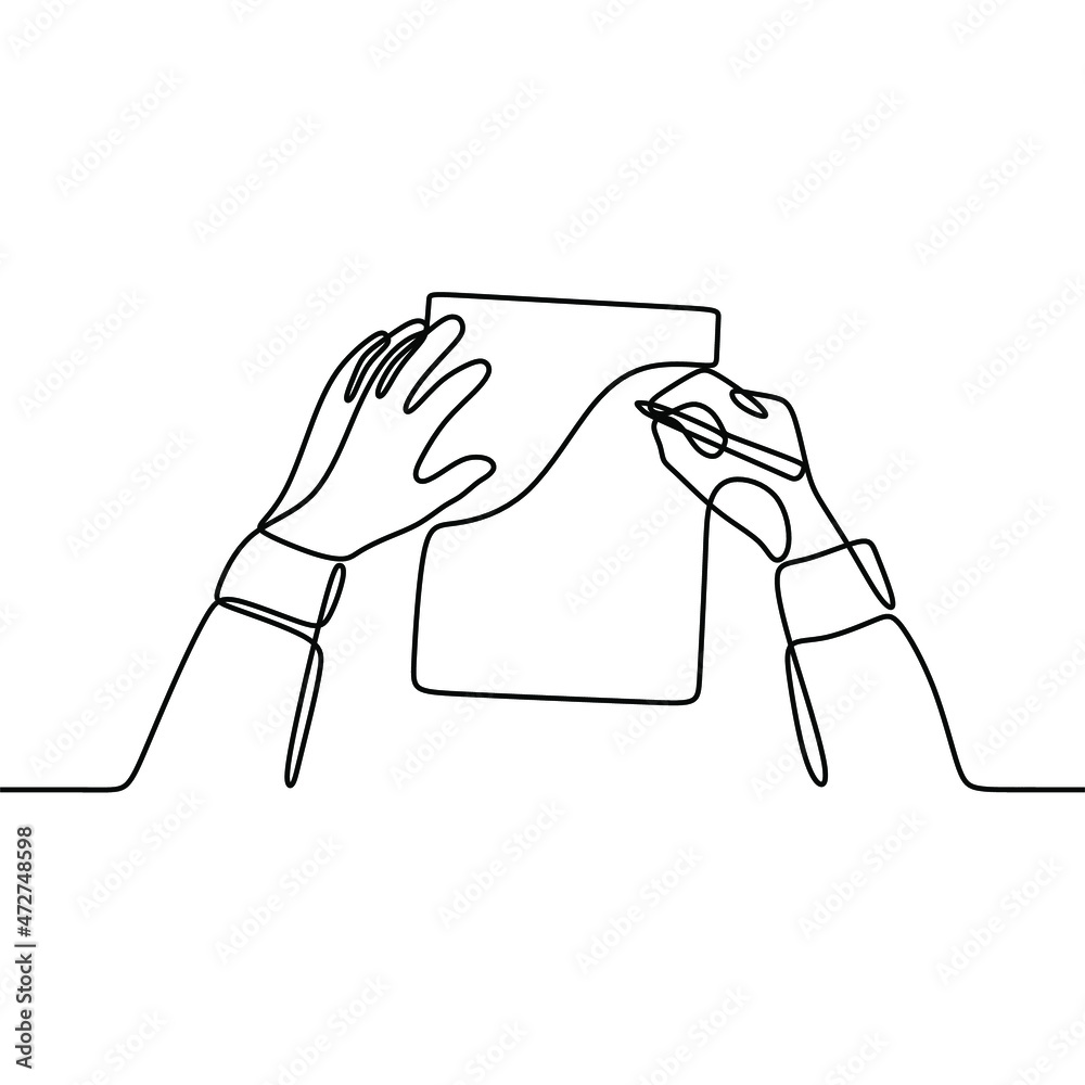 hand write on paper using pen work editable oneline continuous single ...