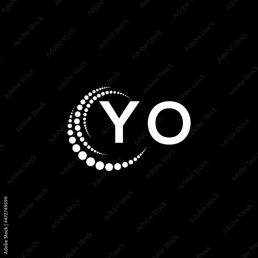 YO letter logo design on black background.YO creative initials letter ...