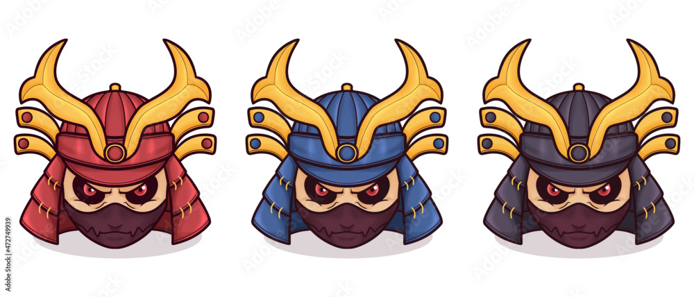 hand drawn samurai mask illustration Stock Vector | Adobe Stock