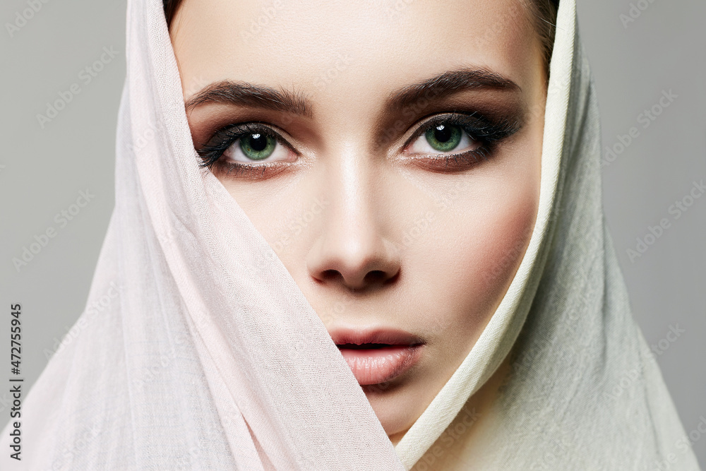 beautiful young woman with her head covered. beauty girl in hijab Stock ...