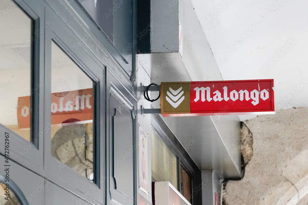 Malongo logo brand and text sign of coffee shop advertising facade pub ...