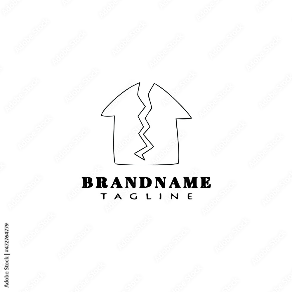 Vetor de cracked house logo cartoon icon design black isolated vector ...