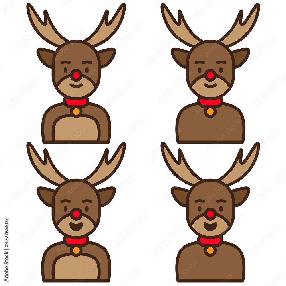 Rudolph - Amazing cute christmas animal figure vector set of santa ...