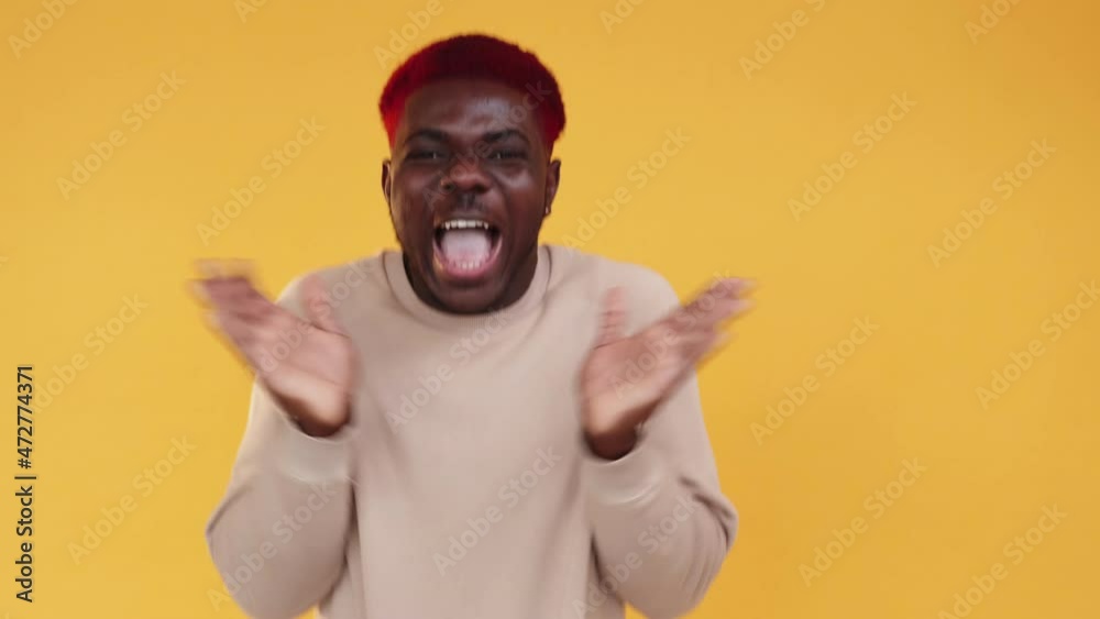 Excited man. Success celebration. Achievement joy. GIF loop. Overjoyed ...