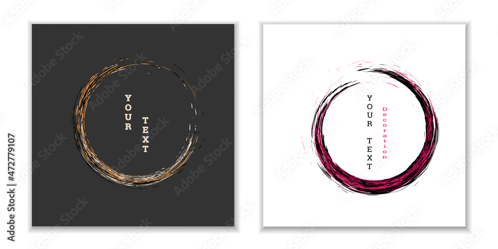 Zen ink circle emblem. Set. Paint strokes. Multi-colored strokes ...