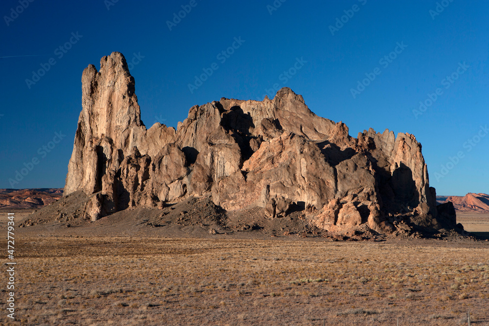 USA, Arizona. Church Rock is a monolithic pillar located southeast of ...