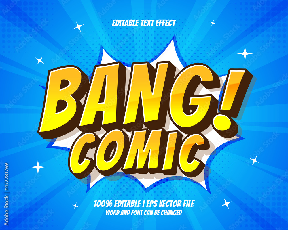Bang comic text effect editable comic cartoon style Stock Vector ...
