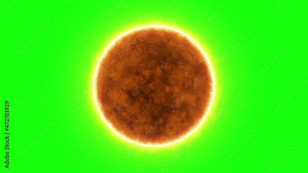 Realistic burning sun solar surface with flares on green screen ...