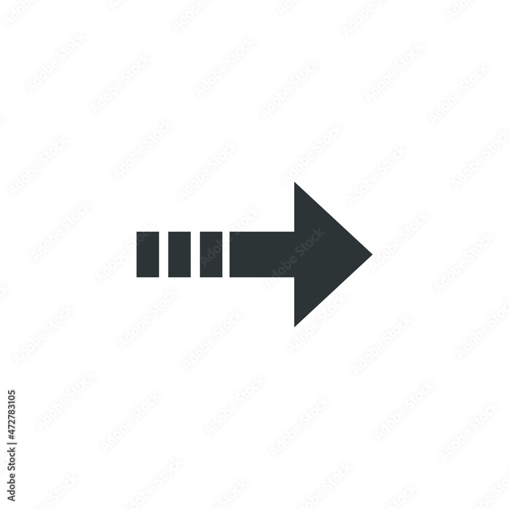 Vector sign of the right arrow symbol is isolated on a white background ...