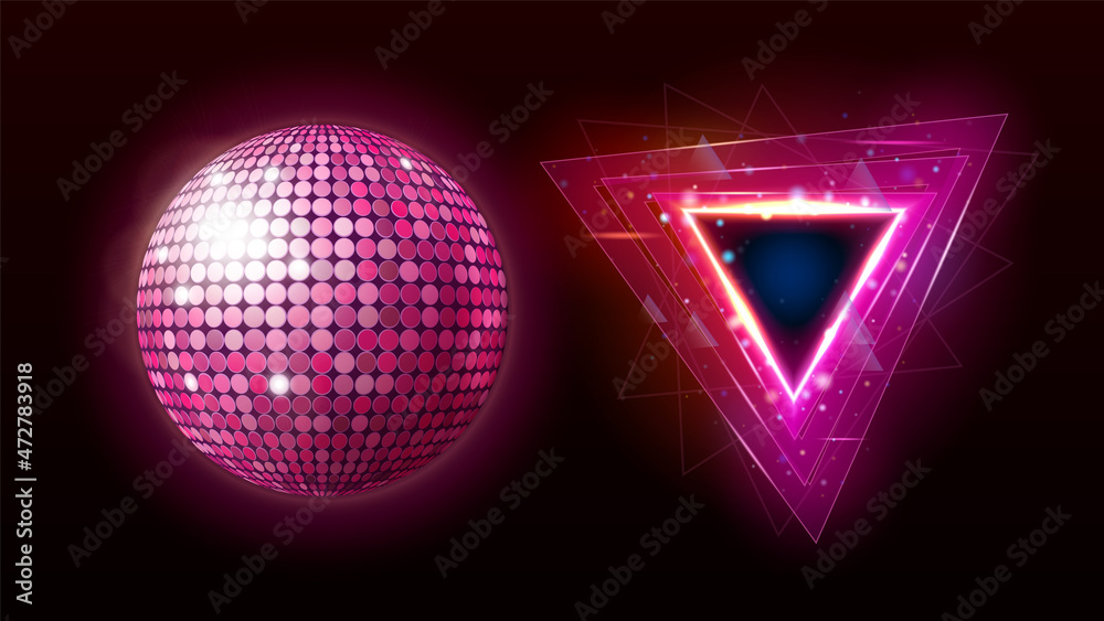 Night Club Disco Ball And Lamp Tools Set Vector. Illuminate And ...