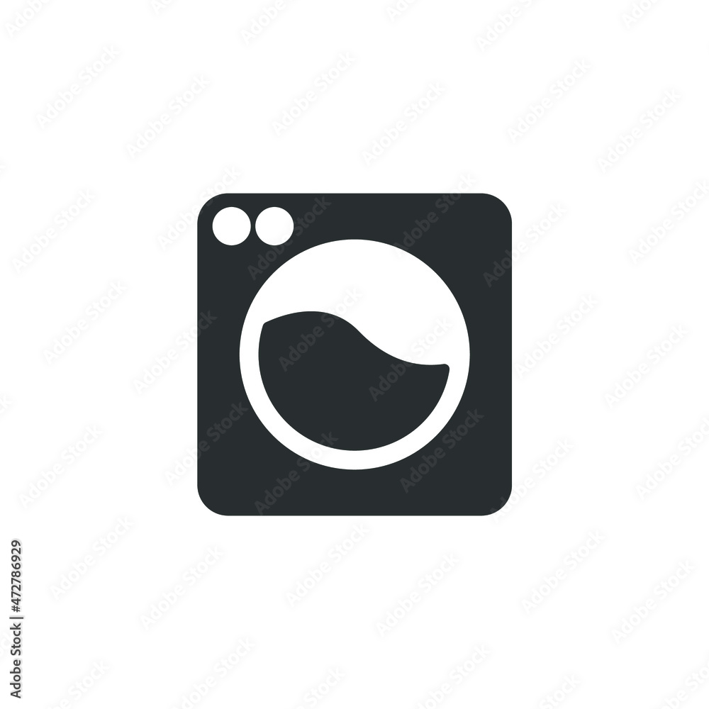Vector sign of the Washing machine symbol is isolated on a white ...