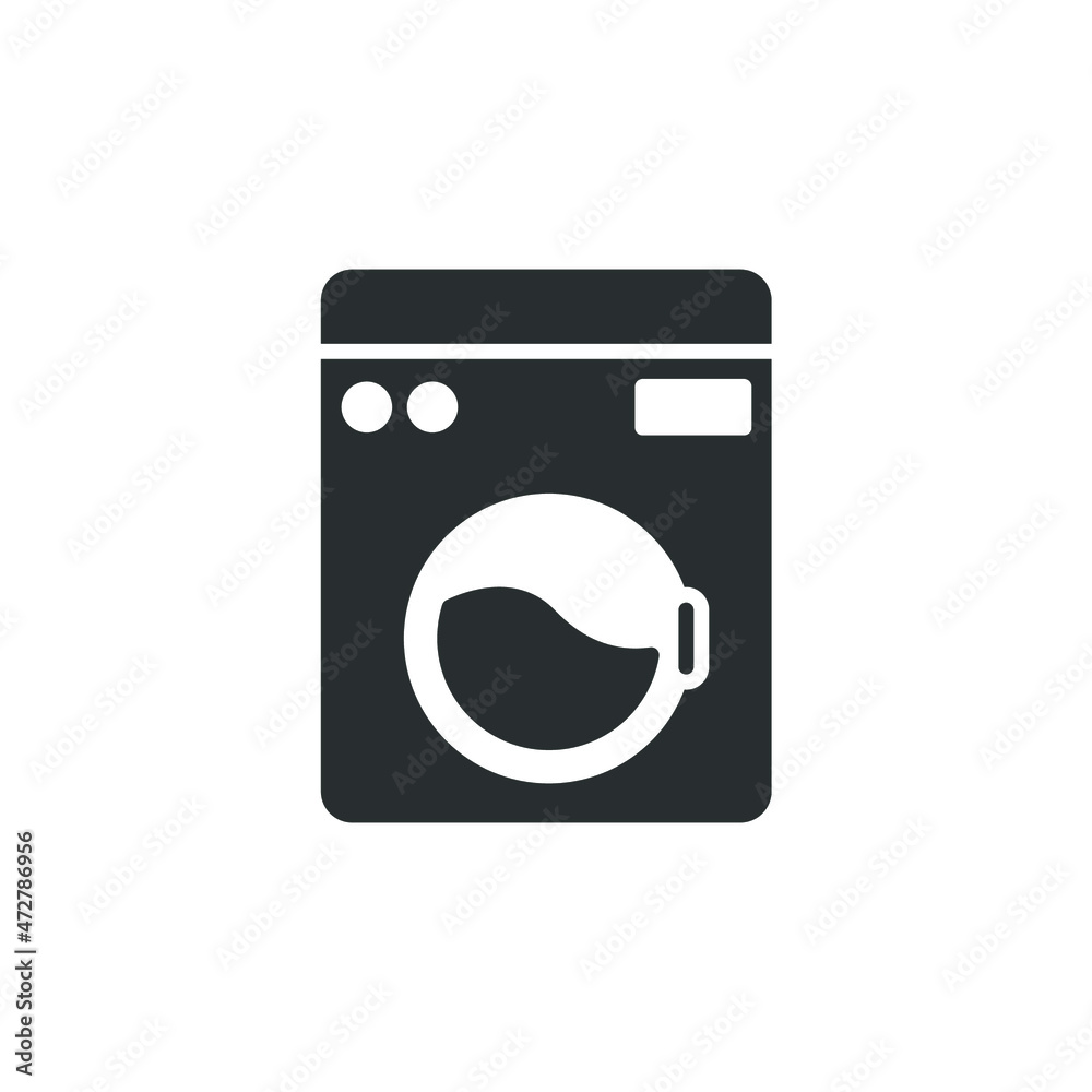Vector sign of the Washing machine symbol is isolated on a white ...