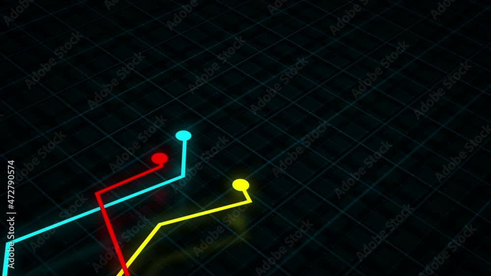 Linear chart of digital income made in tech style with high tech grid ...