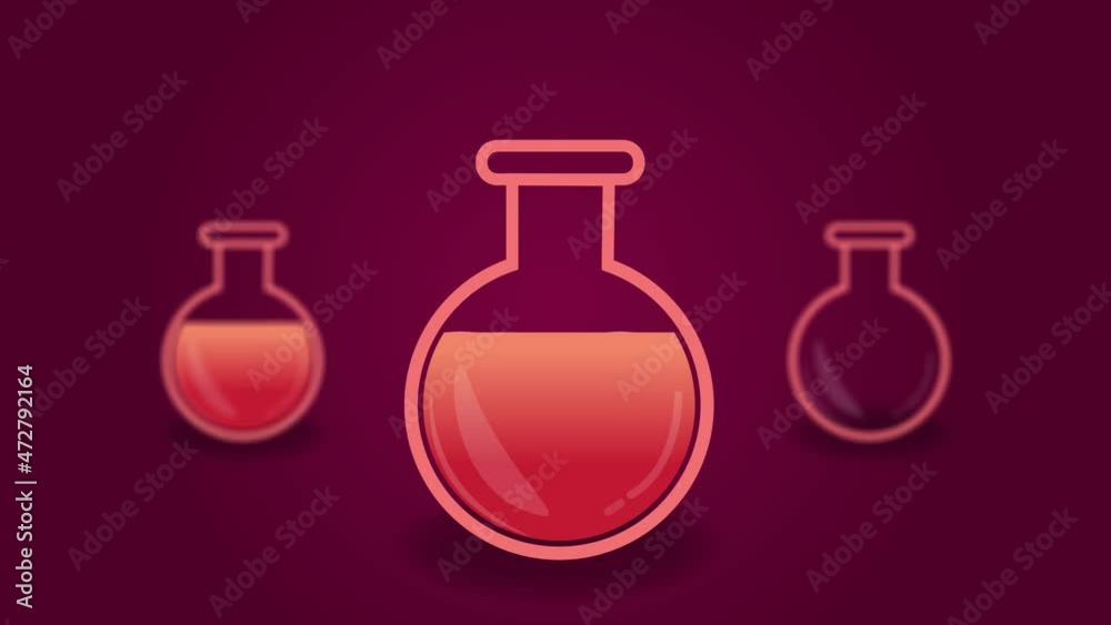 2D animation of liquid poured into a transparent container. Loop ...