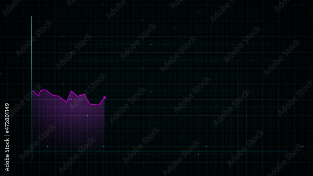 Linear chart of digital income made in tech style with high tech grid ...
