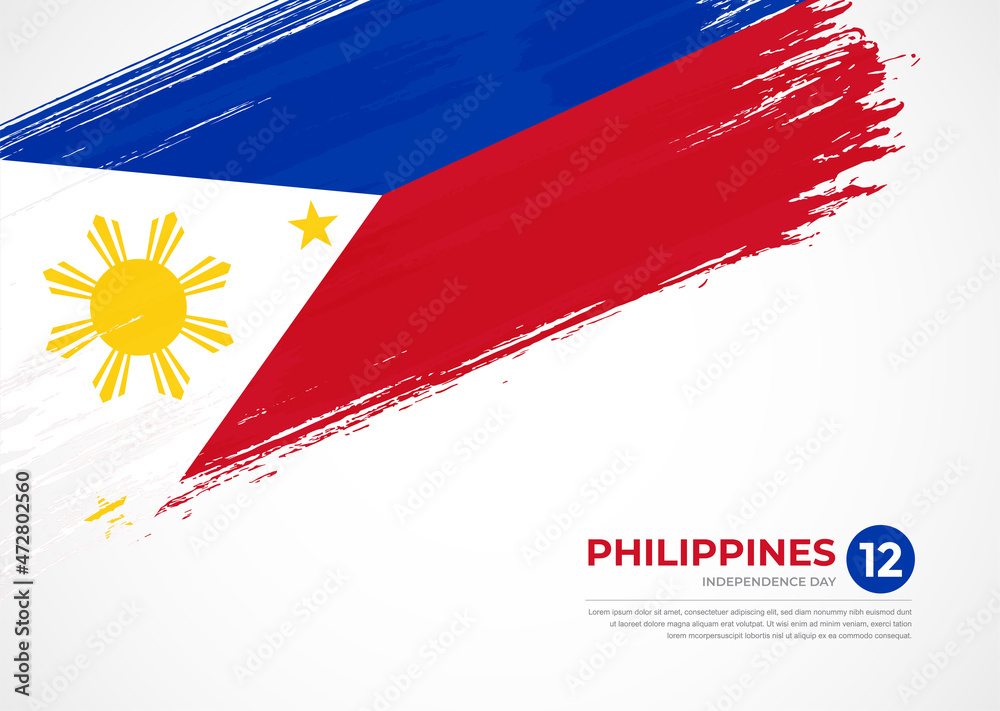 Flag of Philippines with creative painted brush stroke texture ...