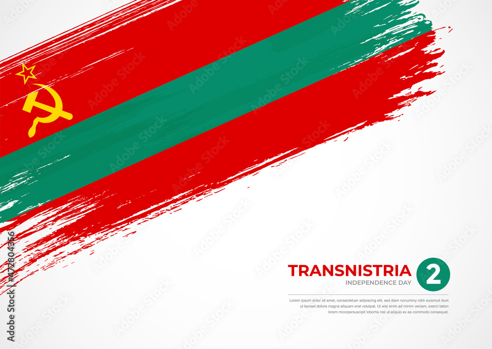 Flag of Transnistria with creative painted brush stroke texture ...