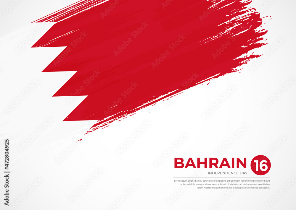 Flag of Bahrain with creative painted brush stroke texture background ...