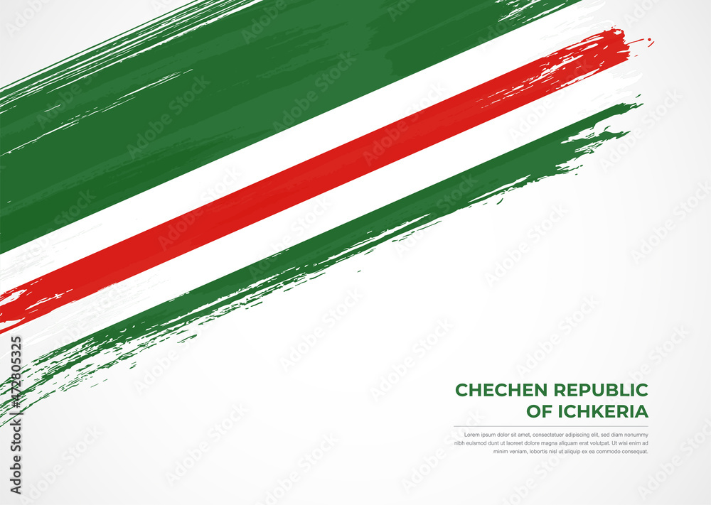 Flag of Chechen Republic of Ichkeria with creative painted brush stroke ...