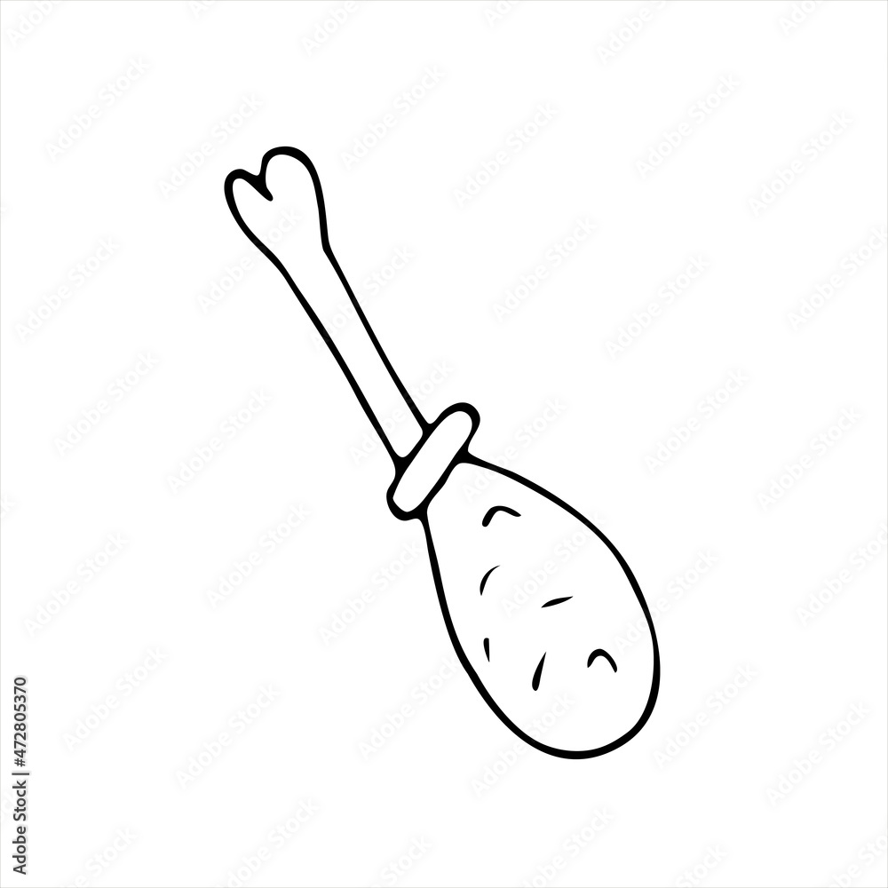 Vector illustration. A hand-drawn drawing of a fried chicken leg ...