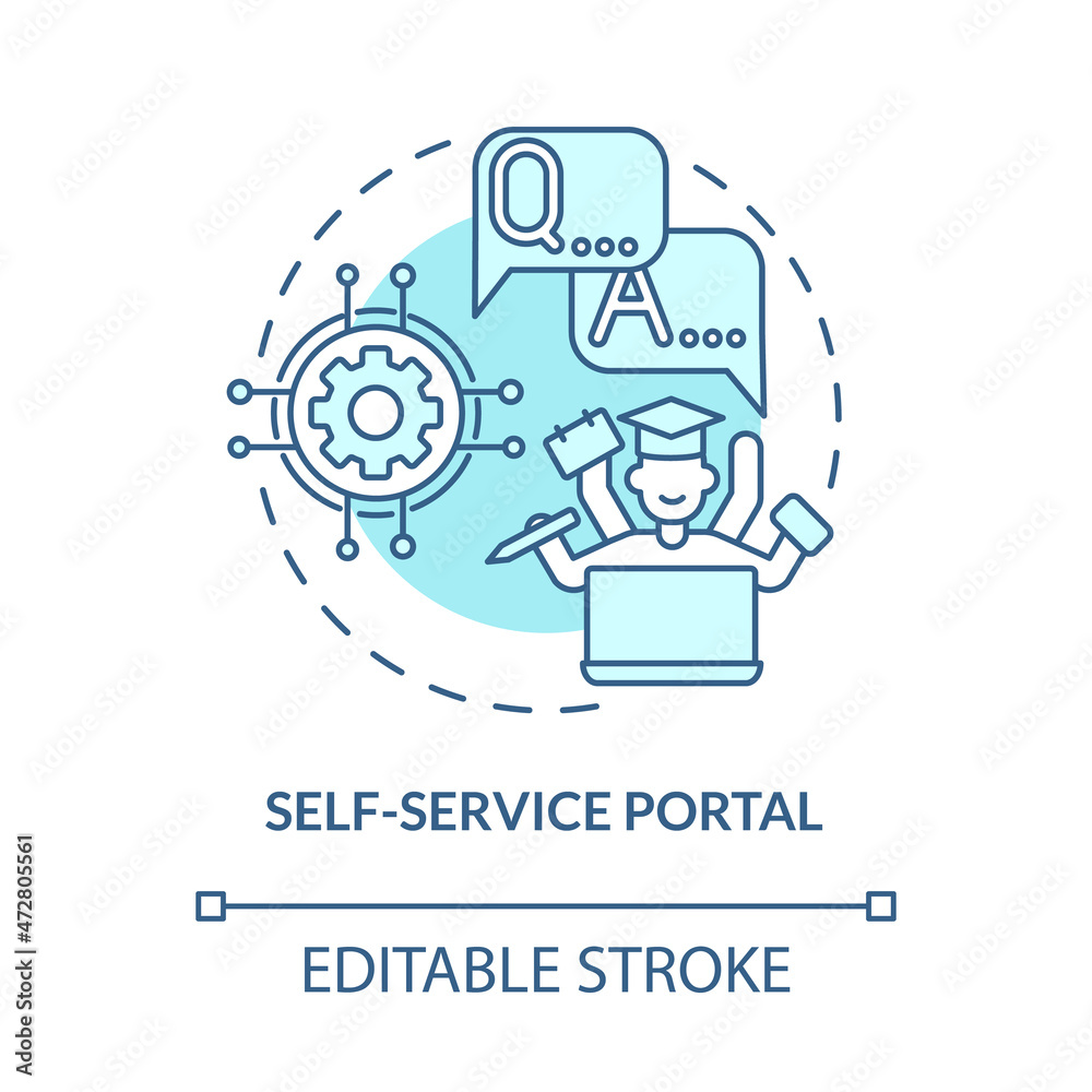 Self-service portal blue concept icon. Public information database ...