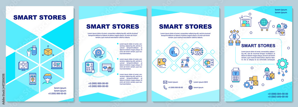 Smart stores brochure template. Digitalization of retail market. Flyer ...