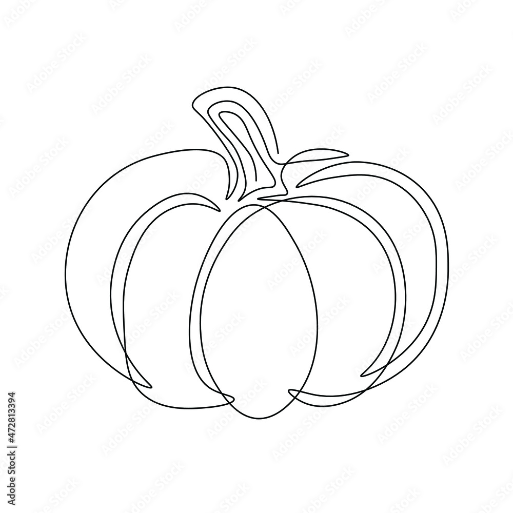 Pumpkin line drawing vector. Isolated icon. Fruits Vector. Design ...