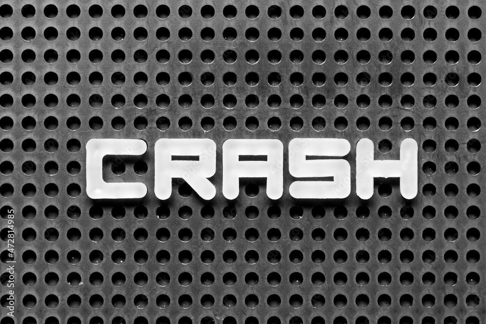 White alphabet letter in word crash on black pegboard background Stock ...