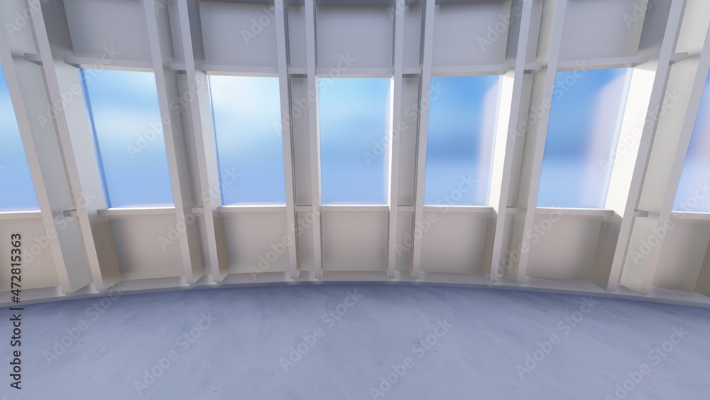 Architectural background of metal panels and windows 3d render Stock ...
