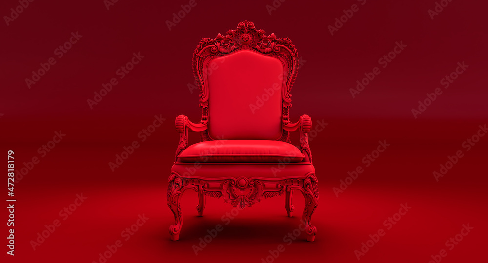 3D render of colored red throne, Royal throne. Stock Illustration ...