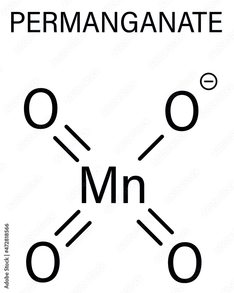 Permanganate anion, chemical structure. Skeletal formula. Stock Vector ...