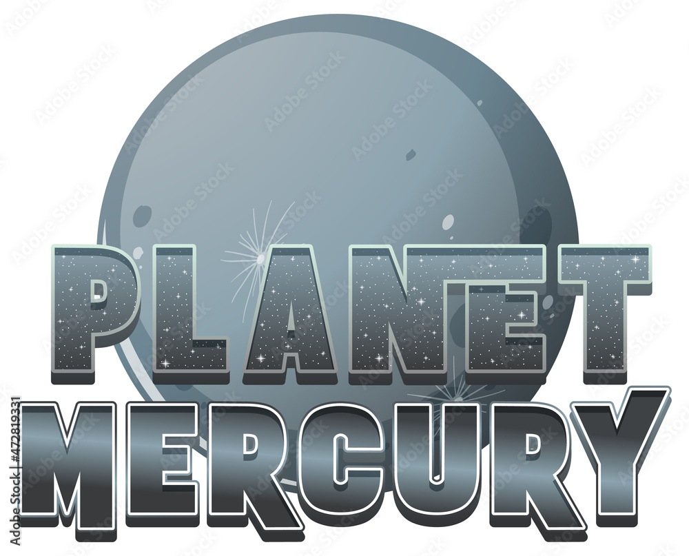 Planet Mercury word logo design with Spaceship Stock Vector | Adobe Stock