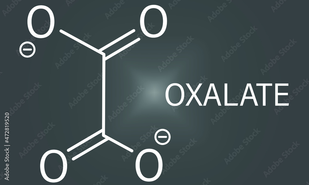 Oxalate anion, chemical structure. Oxalate salts can form kidney stones ...