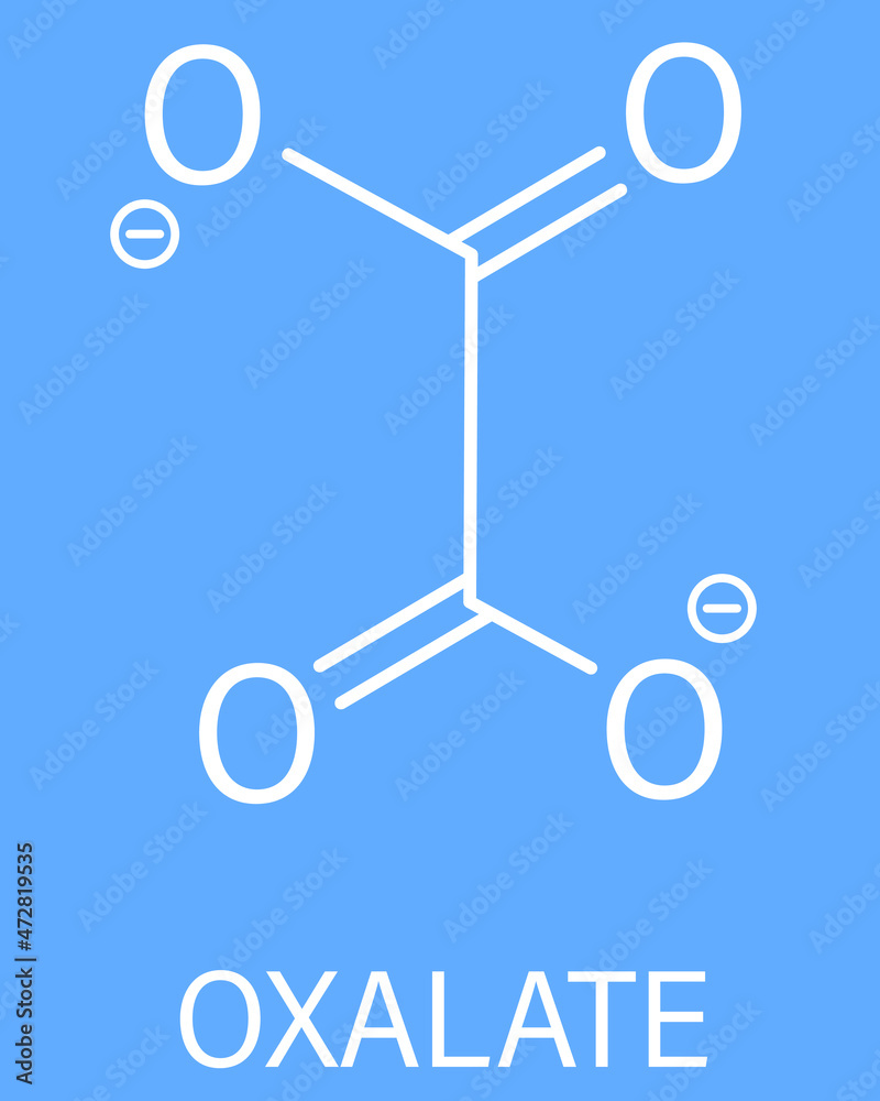 Oxalate anion, chemical structure. Oxalate salts can form kidney stones ...