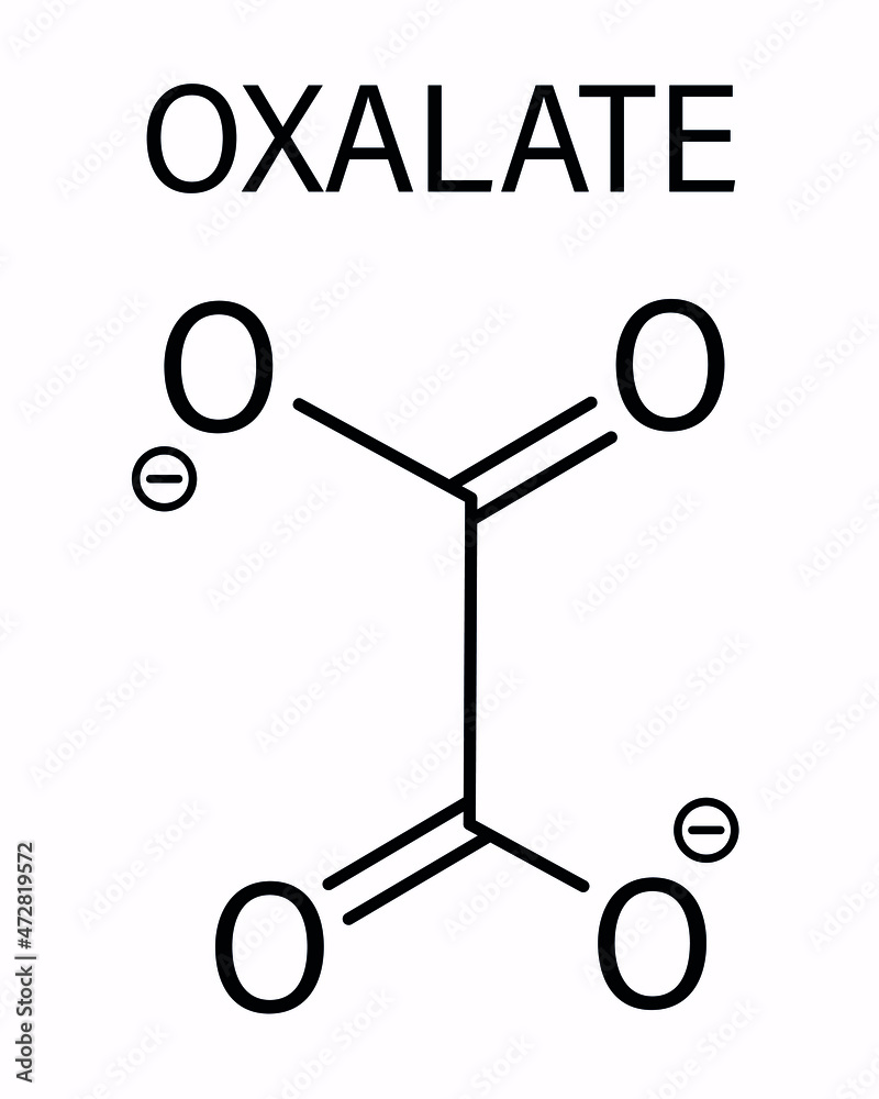 Oxalate anion, chemical structure. Oxalate salts can form kidney stones ...