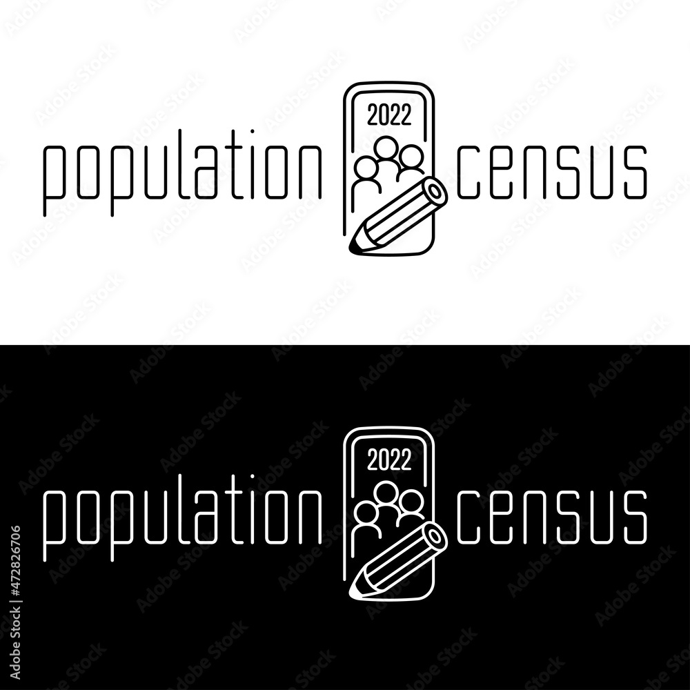 2022 population census. Vector logo of survey campaign. Simple glyph ...